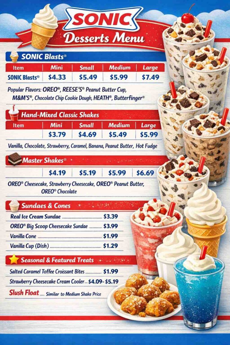 Sonic Desserts Menu