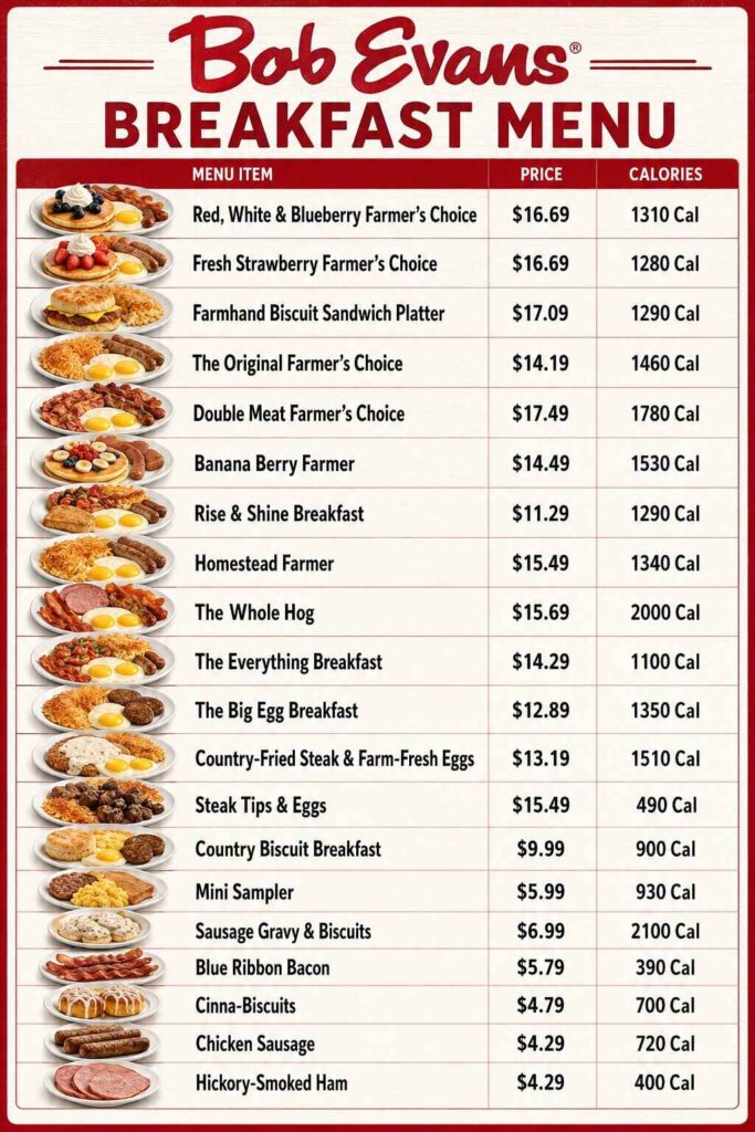 Bob Evans Breakfast Menu 2026 Prices